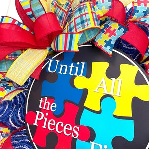 Autism Awareness Wreath for Front Door, Puzzle Lover, Puzzle Piece ...