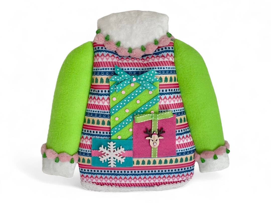 Ugly Christmas Sweater Wreath Attachment, Ugly Sweater Sign, Pastel ...