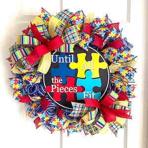 Autism Awareness Wreath for Front Door, Puzzle Lover, Puzzle Piece ...