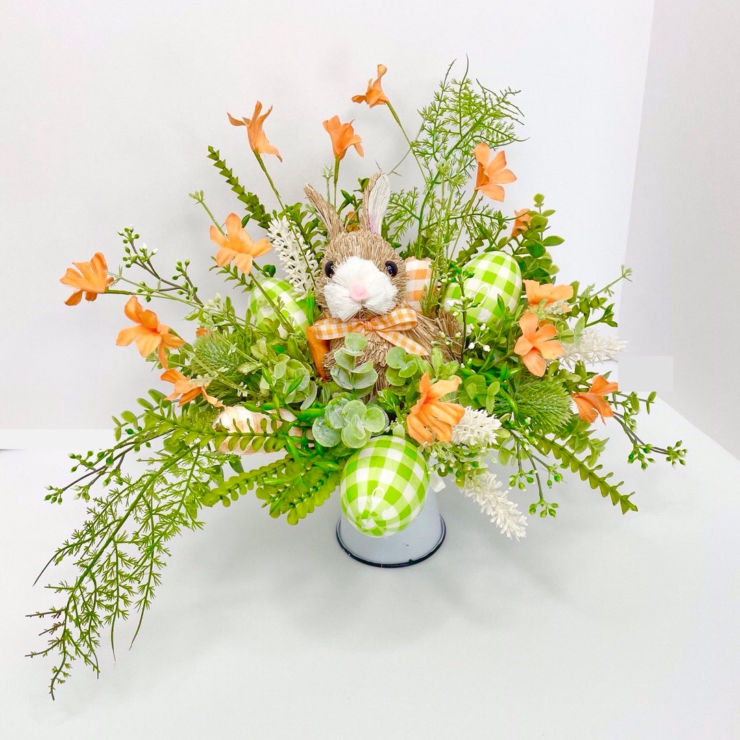Easter Bunny Centerpiece on Pedestal, Easter Table Decoration, Bunny ...