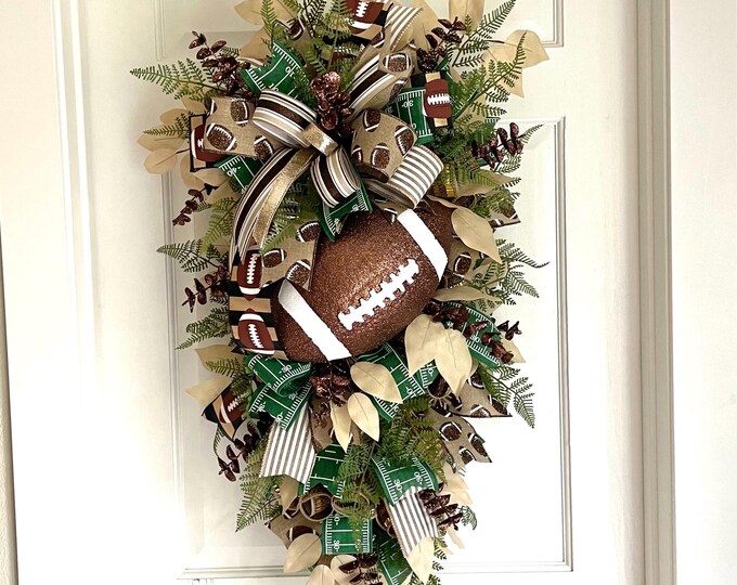Football Wreath for Front Door, Football Swag, Football Glam, American ...