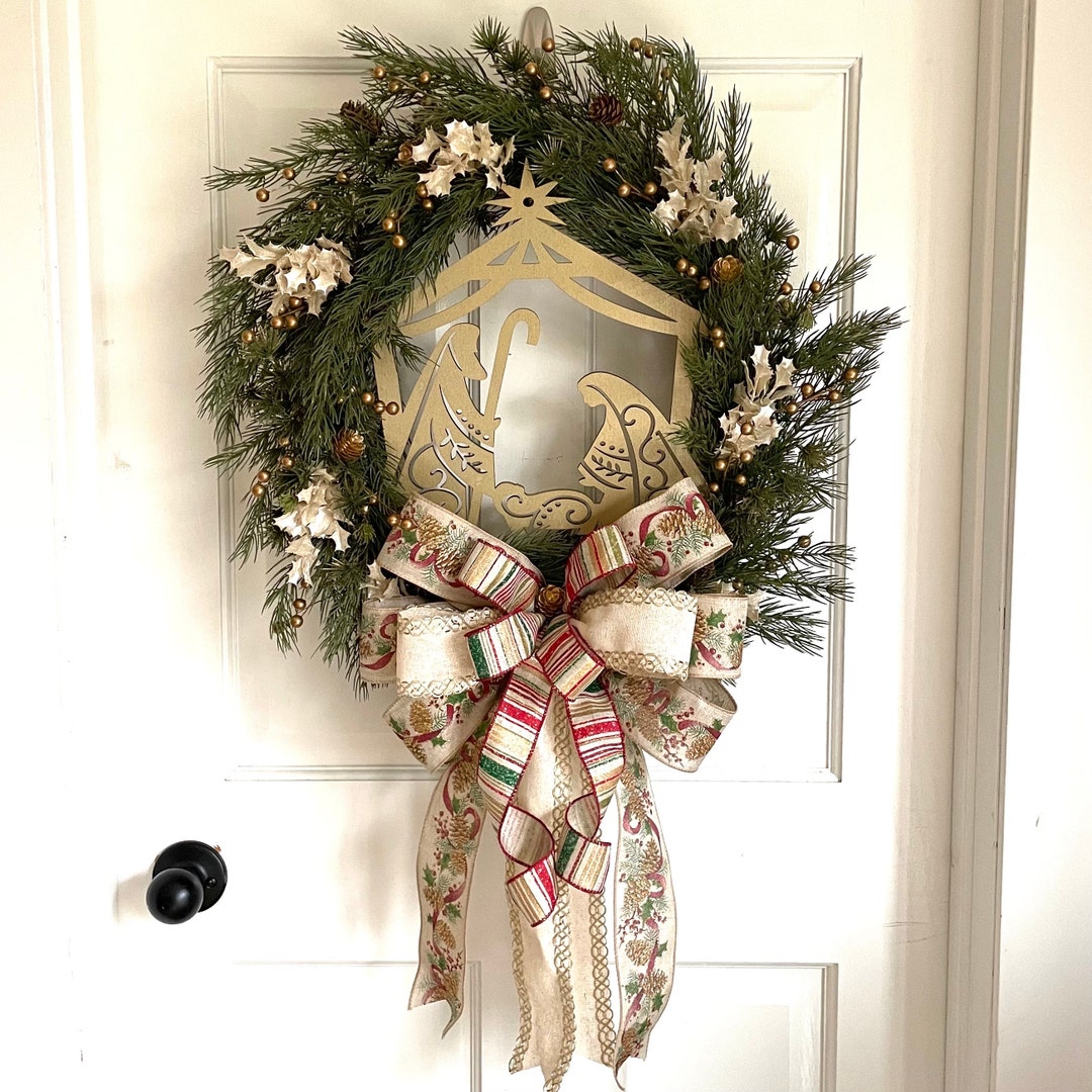 Nativity Wreath, Baby Jesus Wreath, Holy Family Wreath, Christmas ...