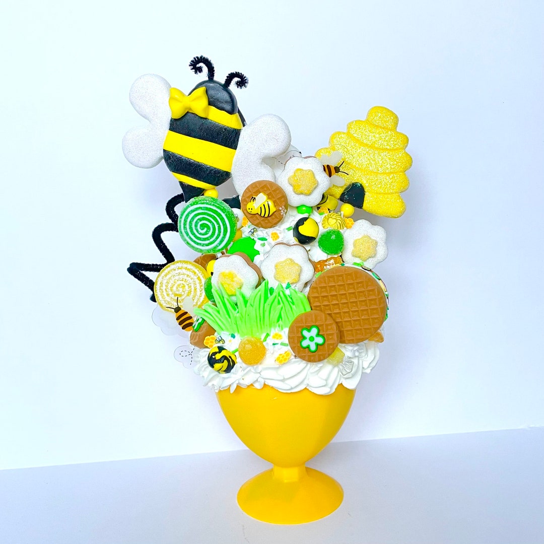 Bumblebee Ice Cream Sundae for Tiered Tray Decor, Fake Bake for Spring ...