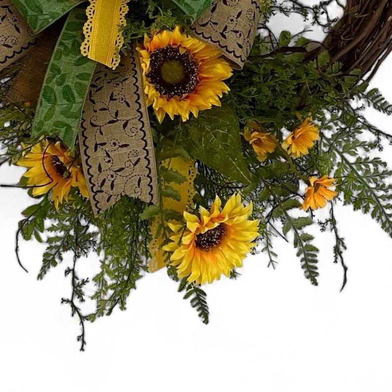 Sunflower Wreath for Front Door, Fall Cottage Wreath, Harvest Door ...