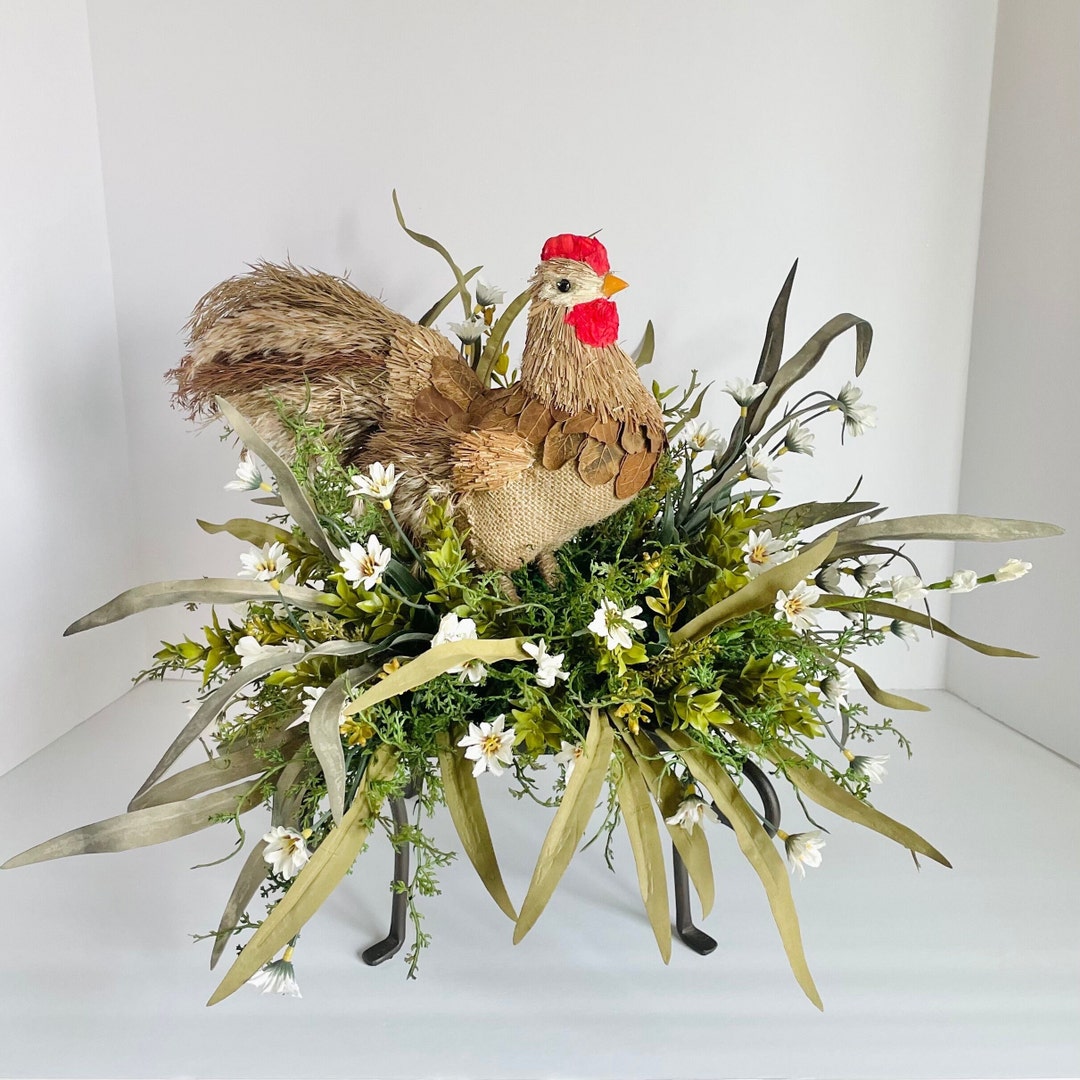 Rooster Centerpiece, Elevated Table Decor, Rooster Arrangement, Gift ...