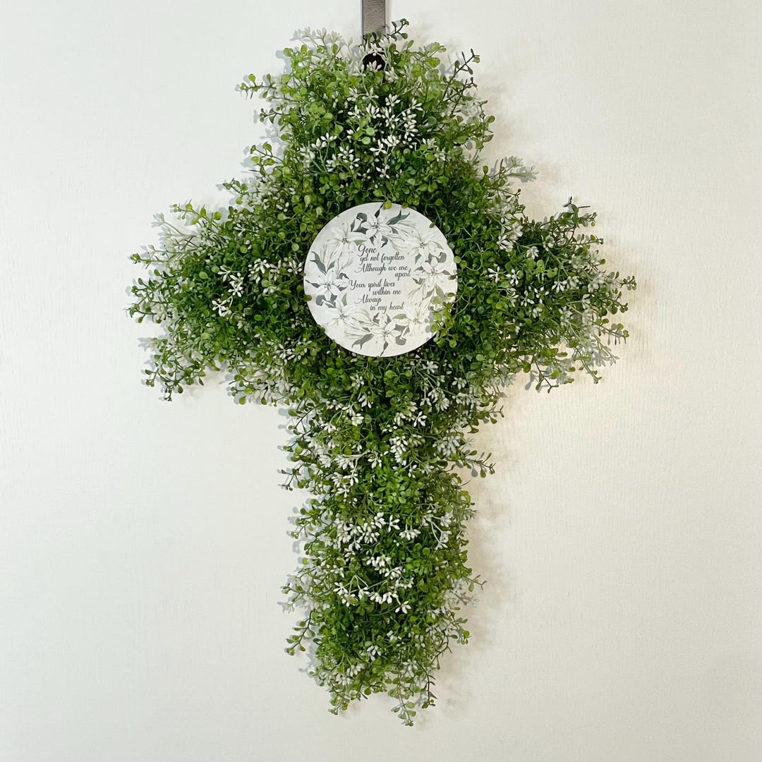 Greenery Cross Wreath for Front Door - Farmhouse Christian Wall Décor ...