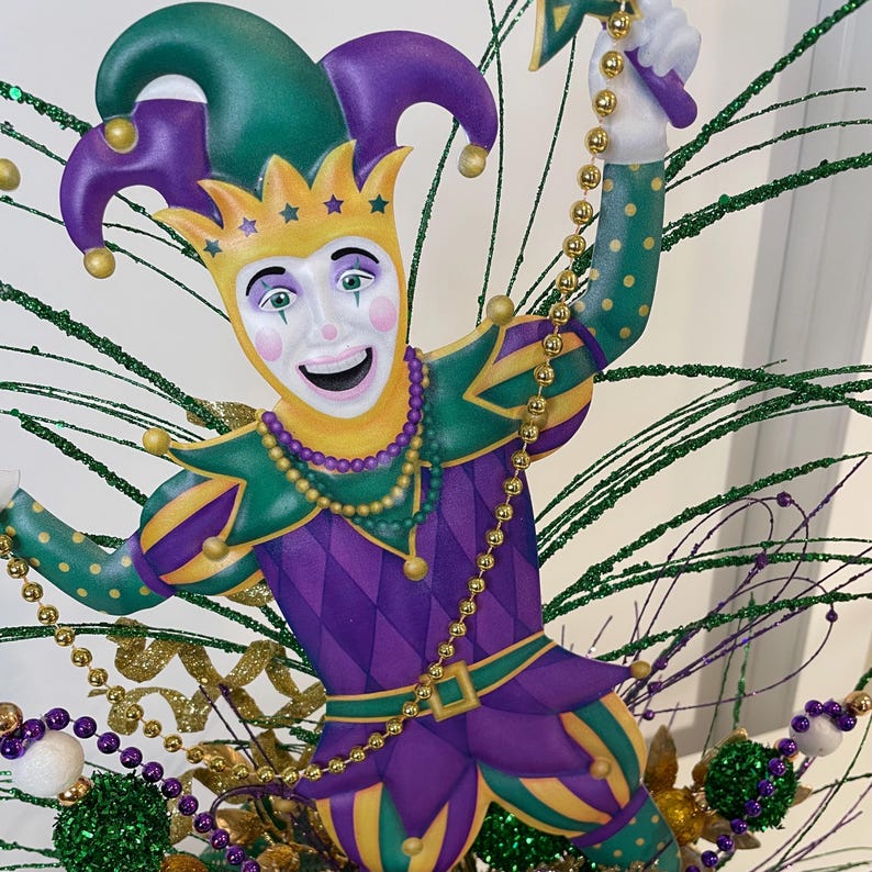 Mardi Gras Jester Centerpiece – Purple Green Gold Carnival Table Decor ...