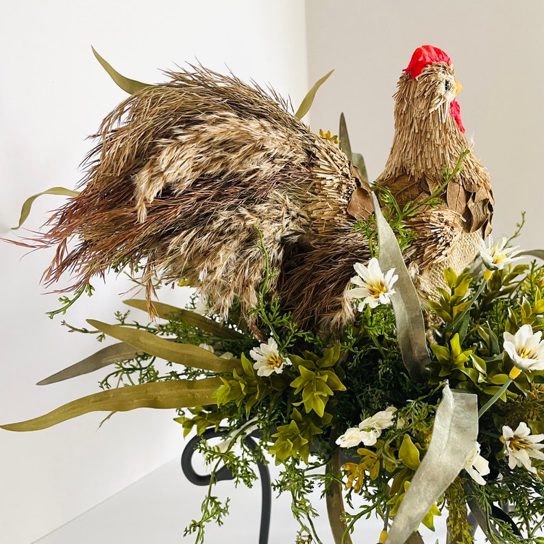 Rooster Centerpiece, Elevated Table Decor, Rooster Arrangement, Gift ...