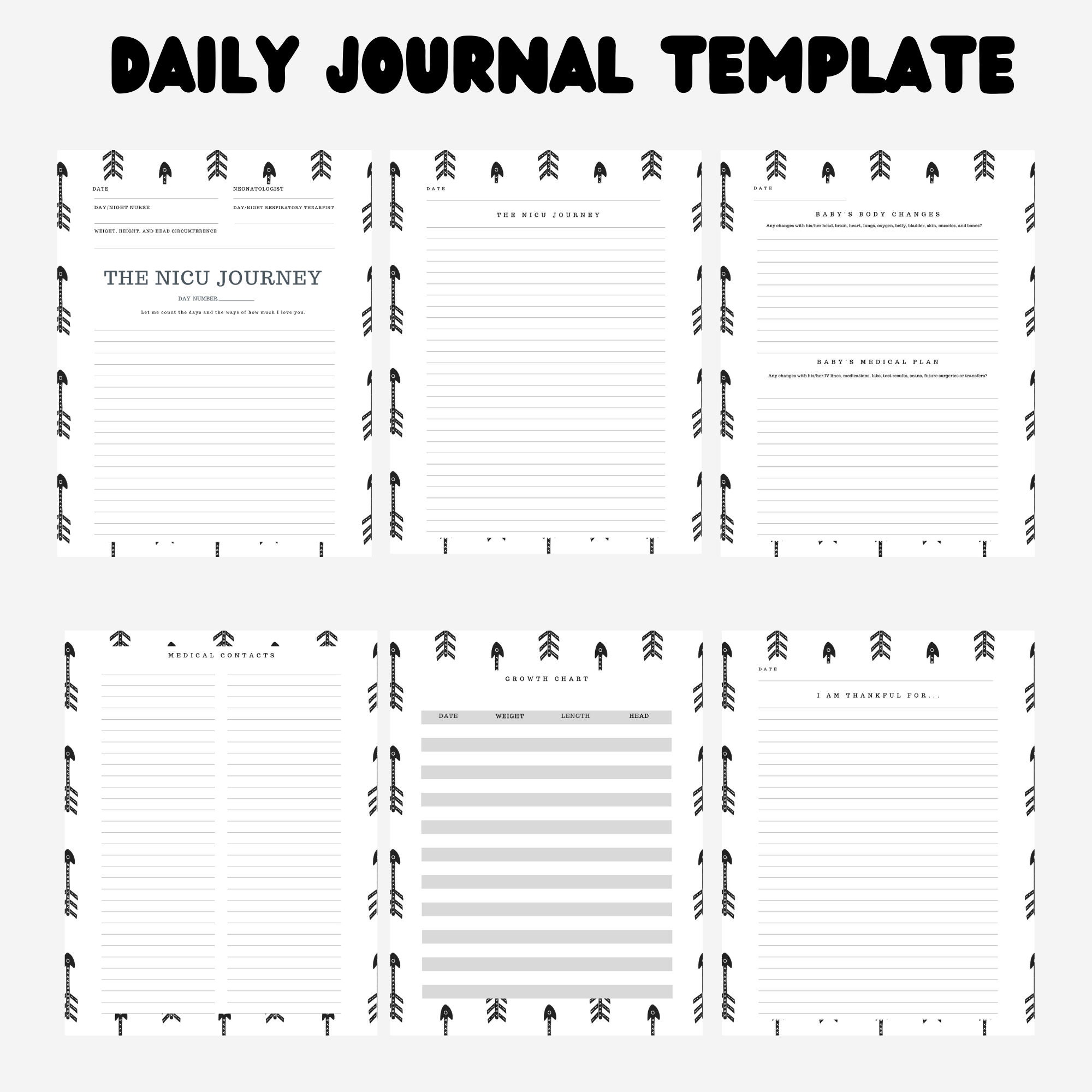 Preemie NICU Baby Daily Journal Planner Log Digital NICU Log Daily ...