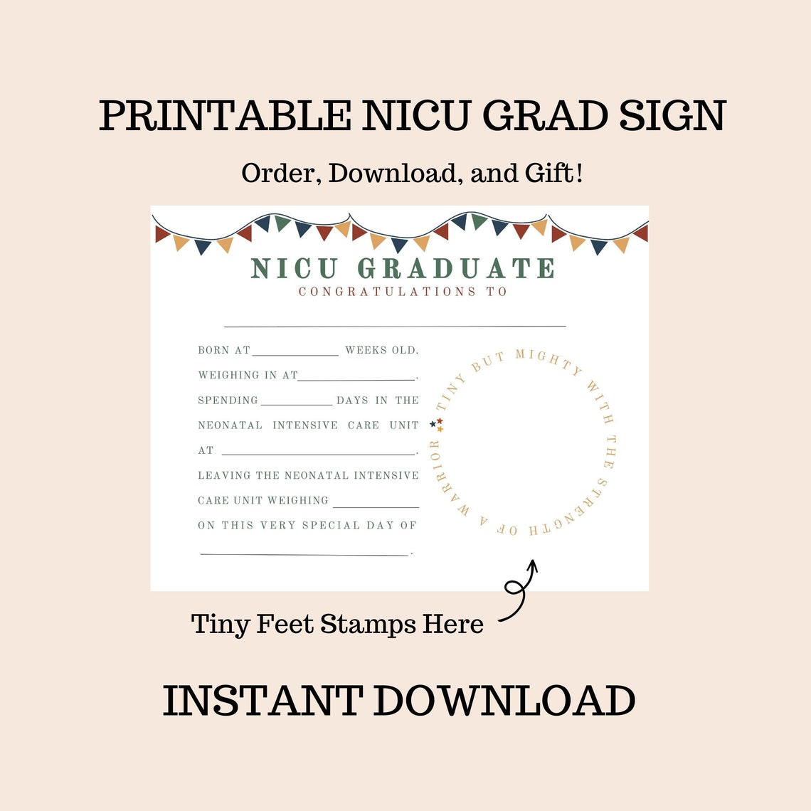 Nicu Graduate Sign Baby Footprint Certificate for NICU Baby - Etsy