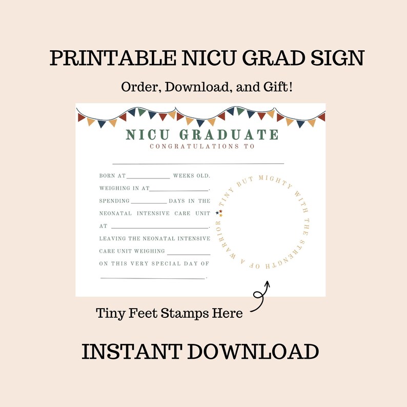 Nicu Graduate Sign Baby Footprint Certificate for NICU Baby - Etsy