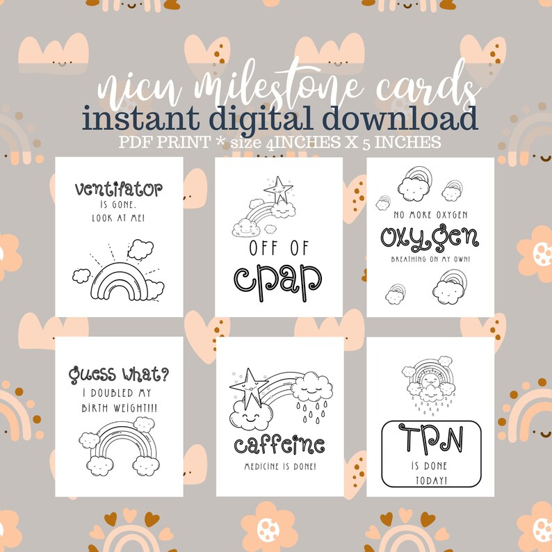 Black and White Nicu Milestone Card or Crib Cards for Preemie. NICU Mom ...