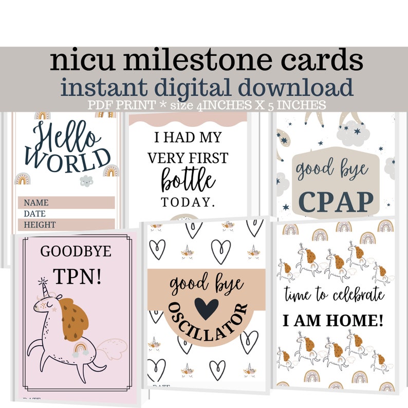 Nicu Milestone Card or Crib Cards for Preemie. NICU Mom Gift or NICU Baby Gift With Instant ...