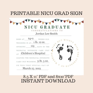 Nicu Graduate Sign Baby Footprint Certificate for NICU Baby - Etsy