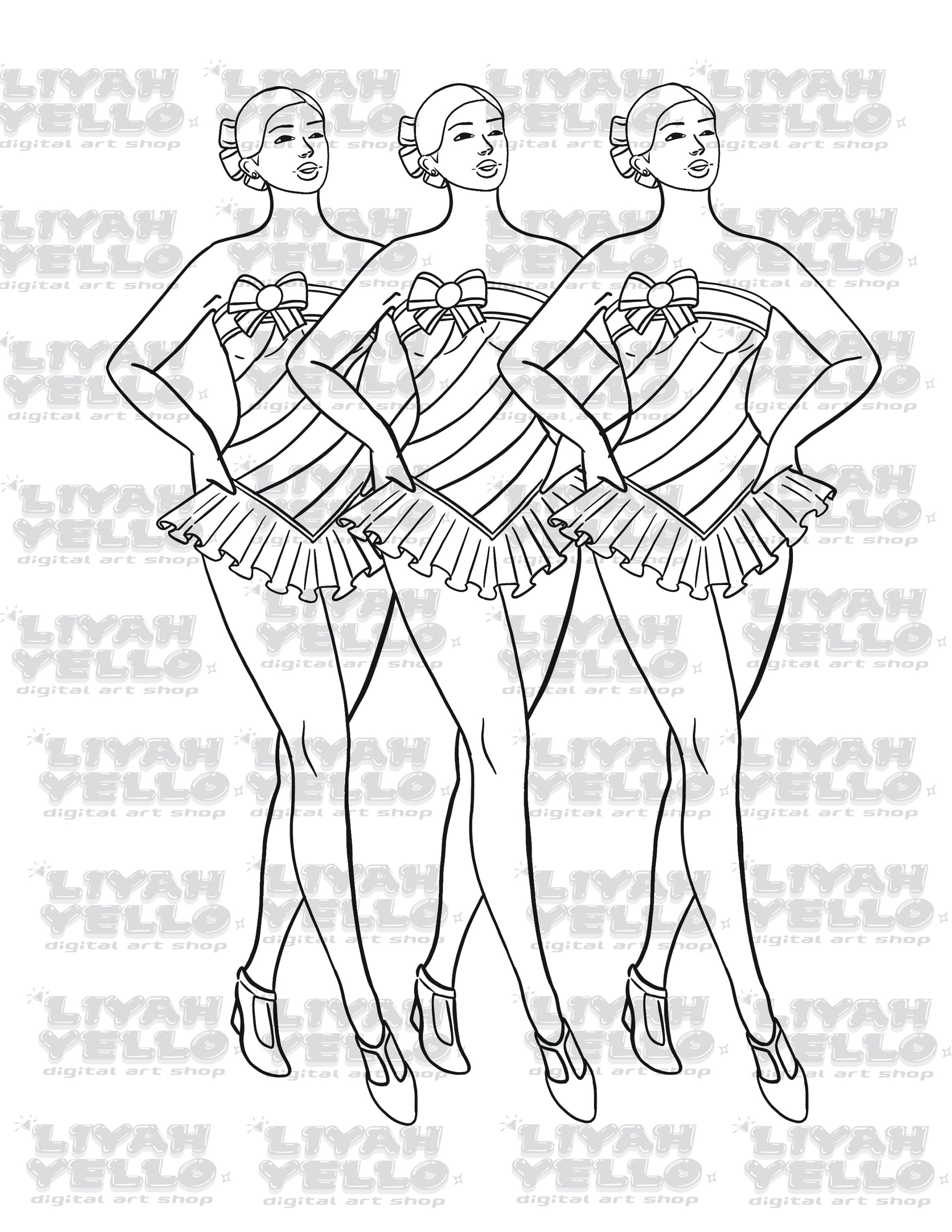Rockettes Printable Coloring Page Stencil Art Paint & Sip - Etsy Singapore
