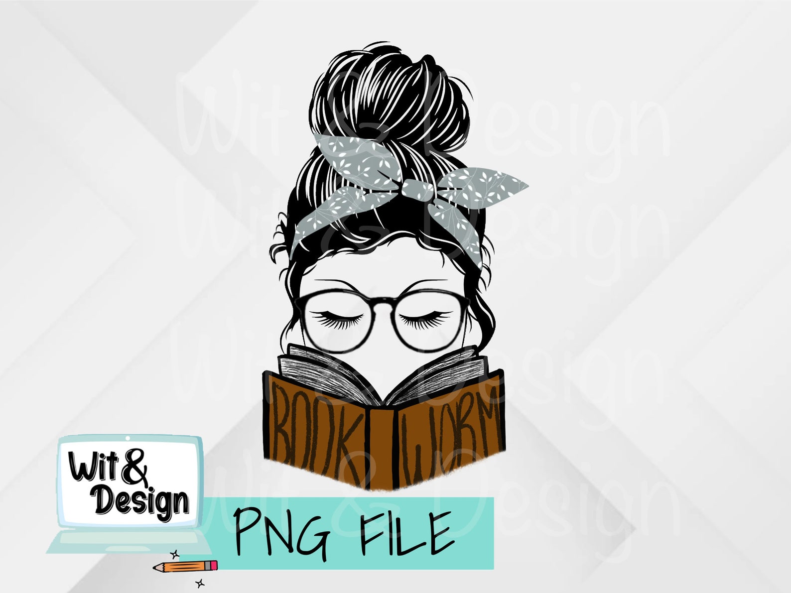 Bookworm Png File for Sublimation Book Head Girl Reading - Etsy