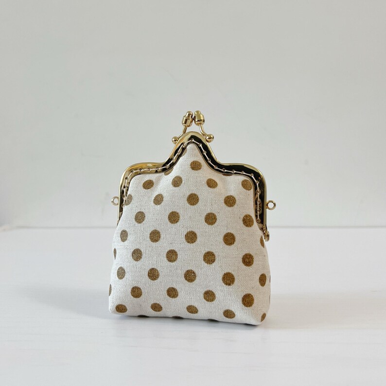 Handmade Kiss Lock Small Purse - Gold Polka Dots - Etsy
