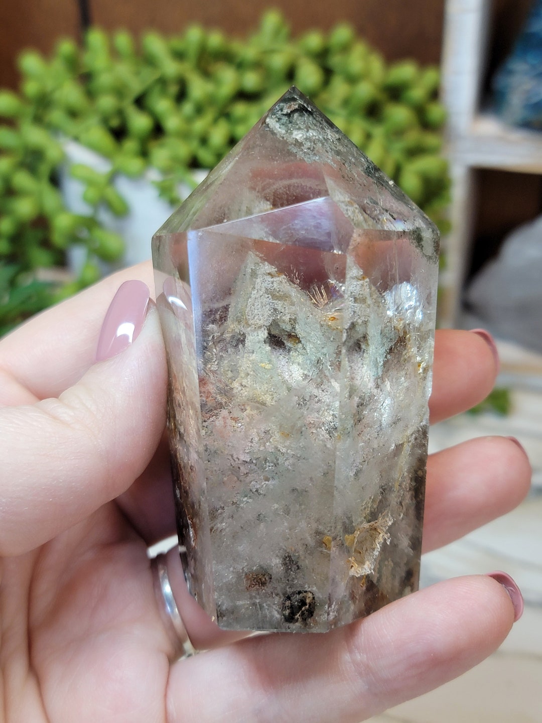Harden Quartz Tower With Green Phantom - Etsy