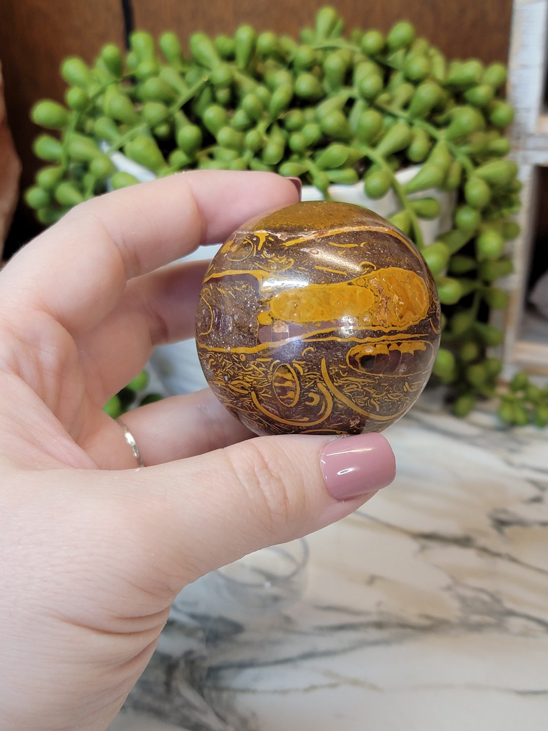 Calligraphy Stone Sphere Miriam Stone Elephant Skin Jasper - Etsy