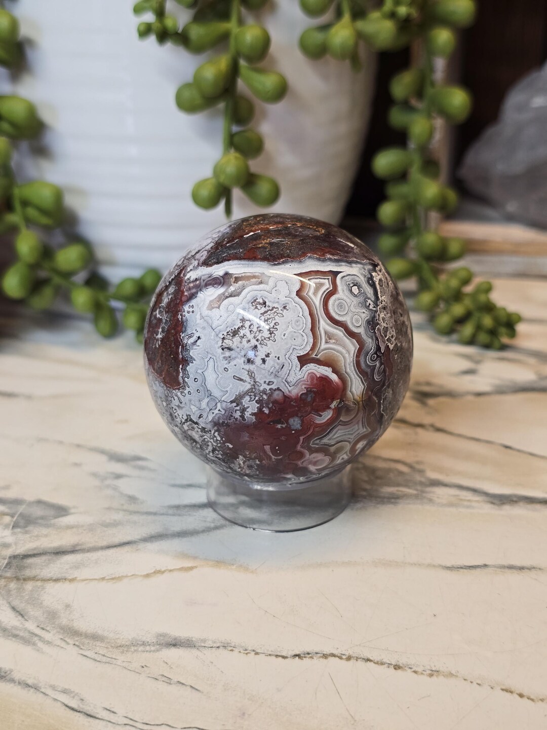 Red Mexican Crazy Lace Crystal Sphere - Etsy