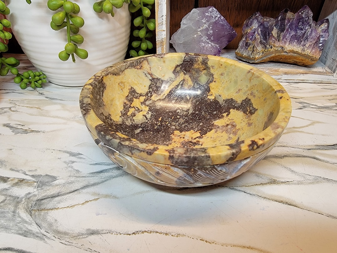 Soapstone Smudging Burner Bowl/scrying Bowl With Flower Design - Etsy