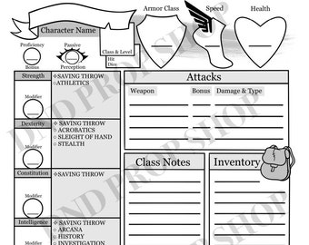 Simplified Character Sheet - Etsy