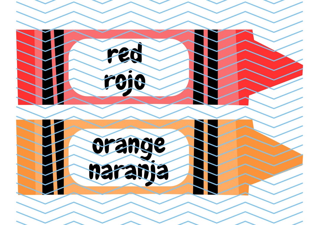 Printable Bilingual Crayon Colors | English & Spanish Color Words for ...