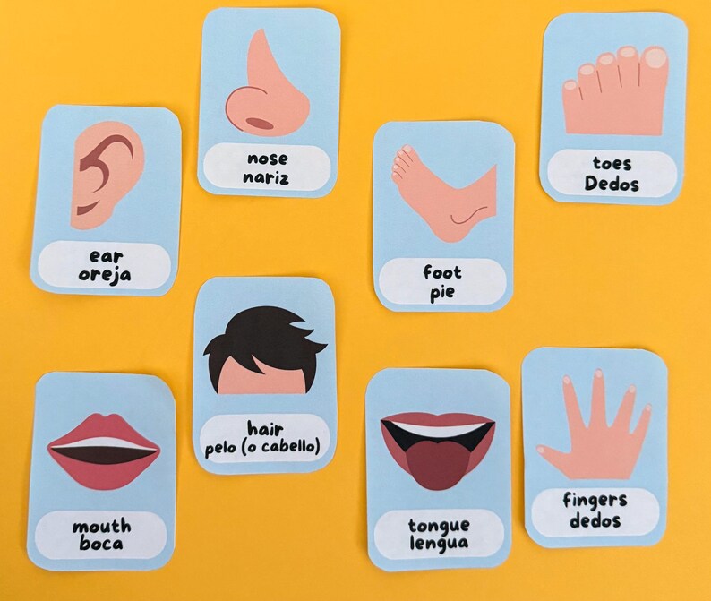 Bilingual Body Parts Flashcards | English & Spanish Printable With ...