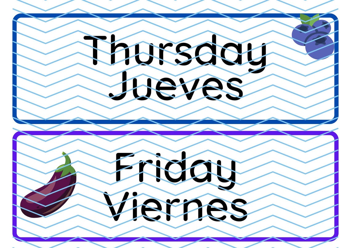 Printable Bilingual Days of the Week | English–spanish Learning Poster ...