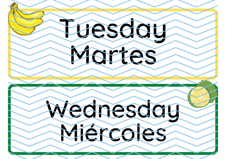 Printable Bilingual Days of the Week | English–spanish Learning Poster ...