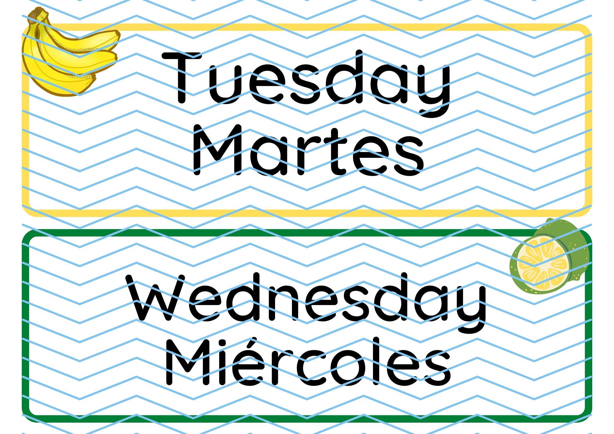 Printable Bilingual Days of the Week | English–spanish Learning Poster ...