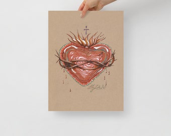 Sacred Heart Print - Etsy UK