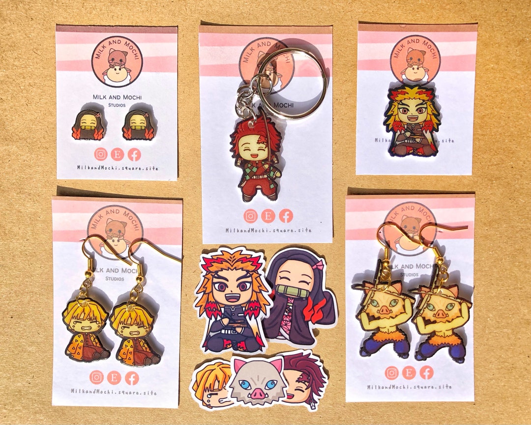 Chibi Anime Accessories Earrings Pins Keyrings Stickers Studs Clip on ...