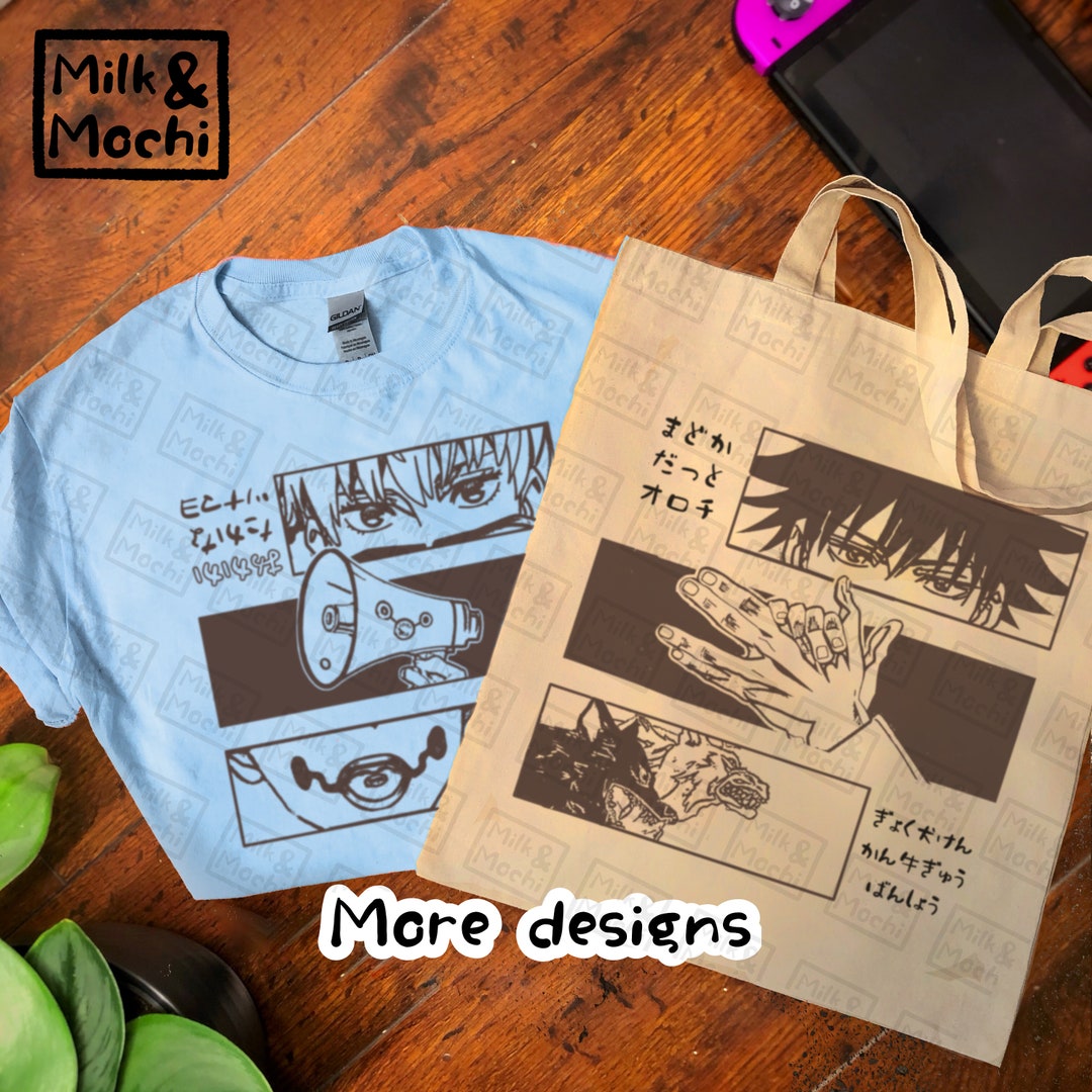 Anime Tote Bags and Tshirts Reusable Cotton Cursed Spirit Merch Otaku ...