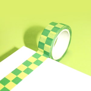 CHECKERED LIME Trendy Y2K Aesthetic Green Checkerboard Washi Tape (15mm ...