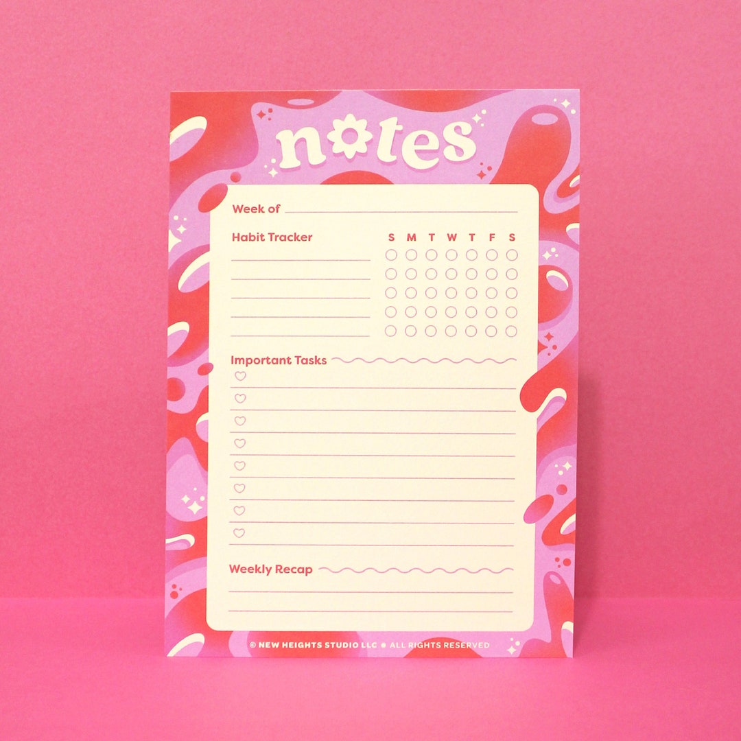 GROOVY LAVA 70s Retro Style Planner Notepad 5x7 Trippy & Groovy Planner, Habit Tracker Taskpad ...