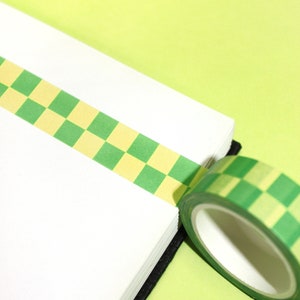 CHECKERED LIME Trendy Y2K Aesthetic Green Checkerboard Washi Tape (15mm ...