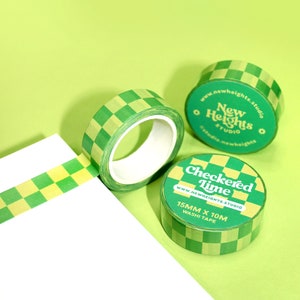 CHECKERED LIME Trendy Y2K Aesthetic Green Checkerboard Washi Tape (15mm ...