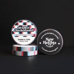 3D EFFECT CHECKERBOARD Washi Tape (15mm/10m) | Trendy Checkered Washi ...