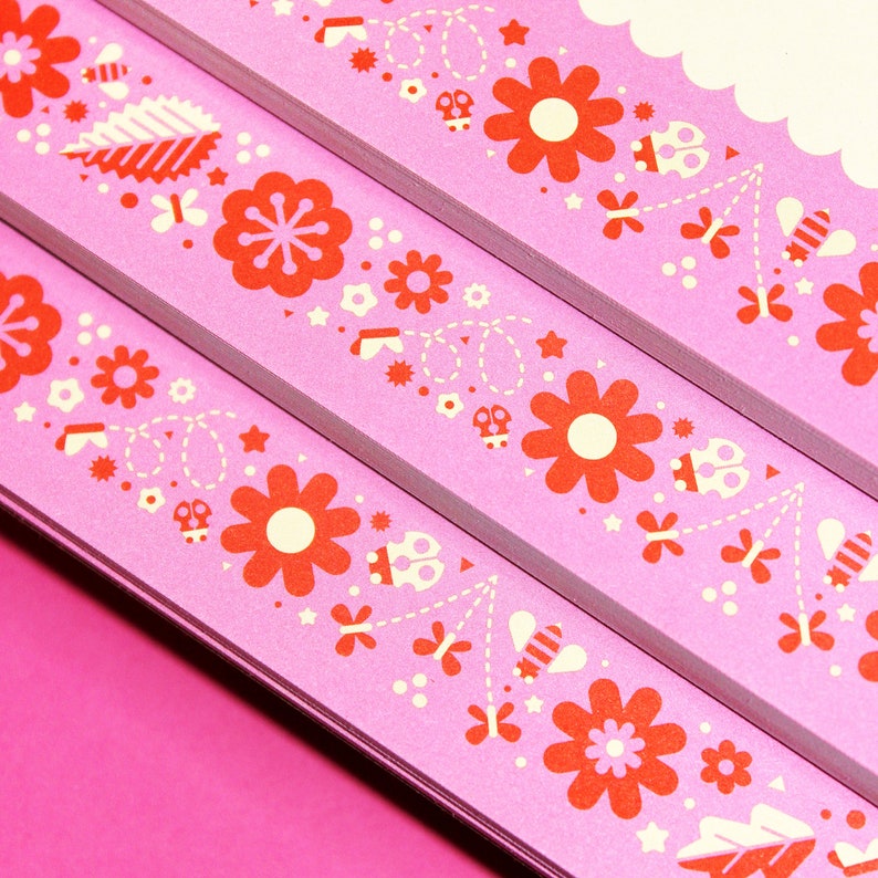 FLOWER GARDEN (pink) Floral Notepad (5x7) | Desk Memopad, Floral ...