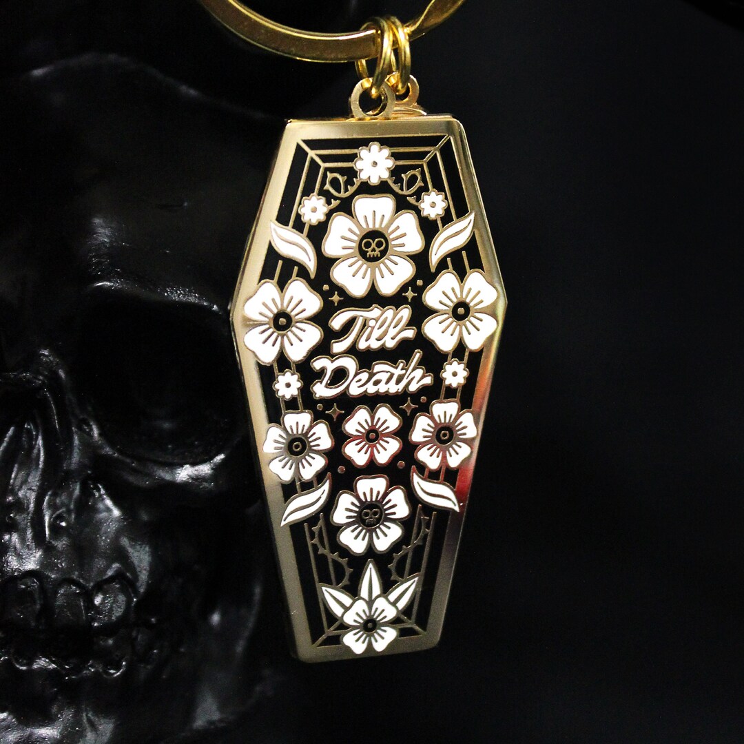 TILL DEATH Hard Enamel Keychain | Halloween Keychain, Coffin Keychain ...