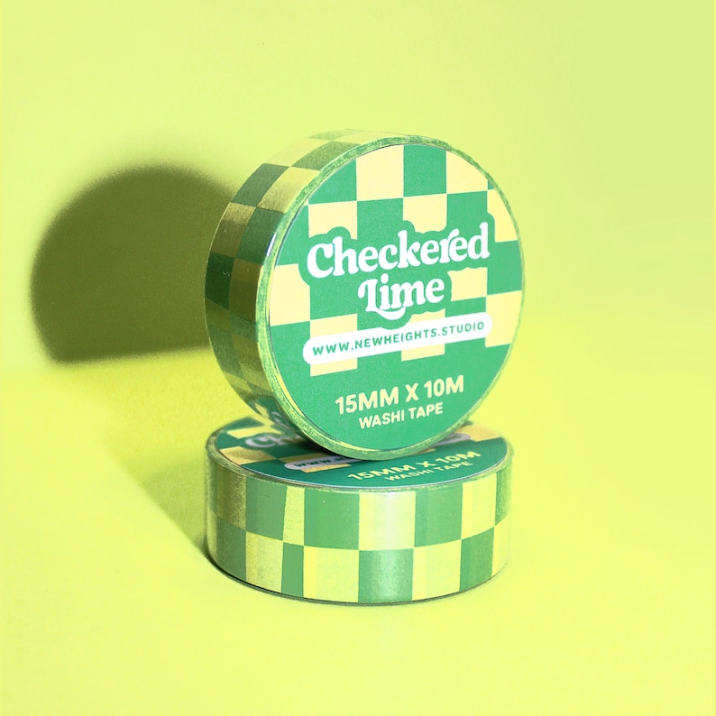 CHECKERED LIME Trendy Y2K Aesthetic Green Checkered Washi - Etsy