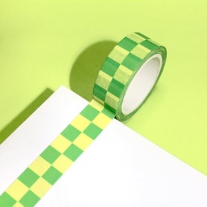 CHECKERED LIME Trendy Y2K Aesthetic Green Checkerboard Washi Tape (15mm ...