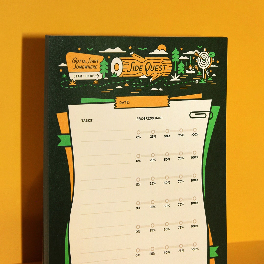 SIDE QUEST Task Notepad (5x7) | Rpg-style Productivity Notepad, Planner ...