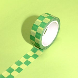 CHECKERED LIME Trendy Y2K Aesthetic Green Checkerboard Washi Tape (15mm ...