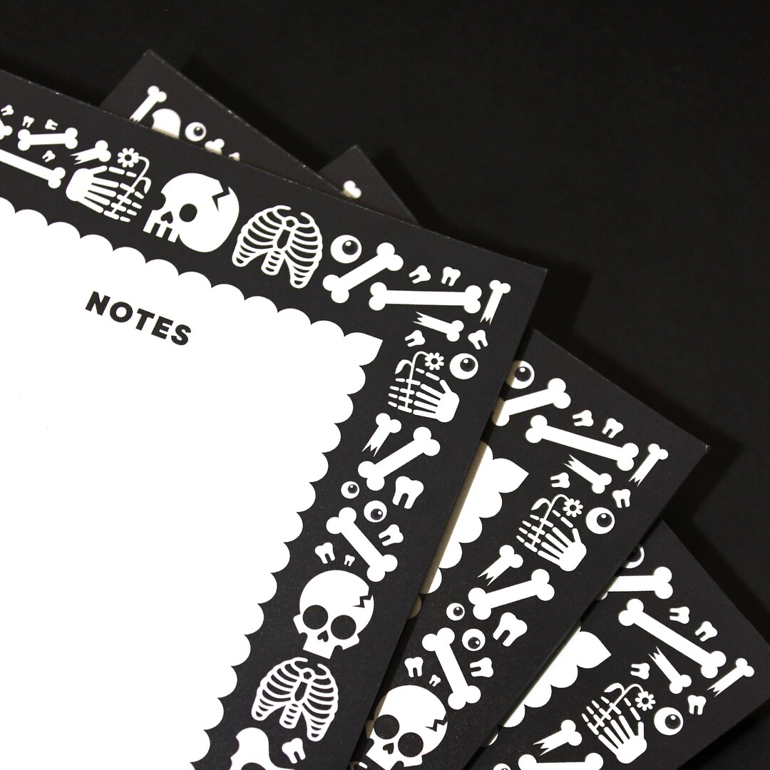 SKELETAL GRAVE Notepad 5x7 / Cute Spooky Stationery - Etsy