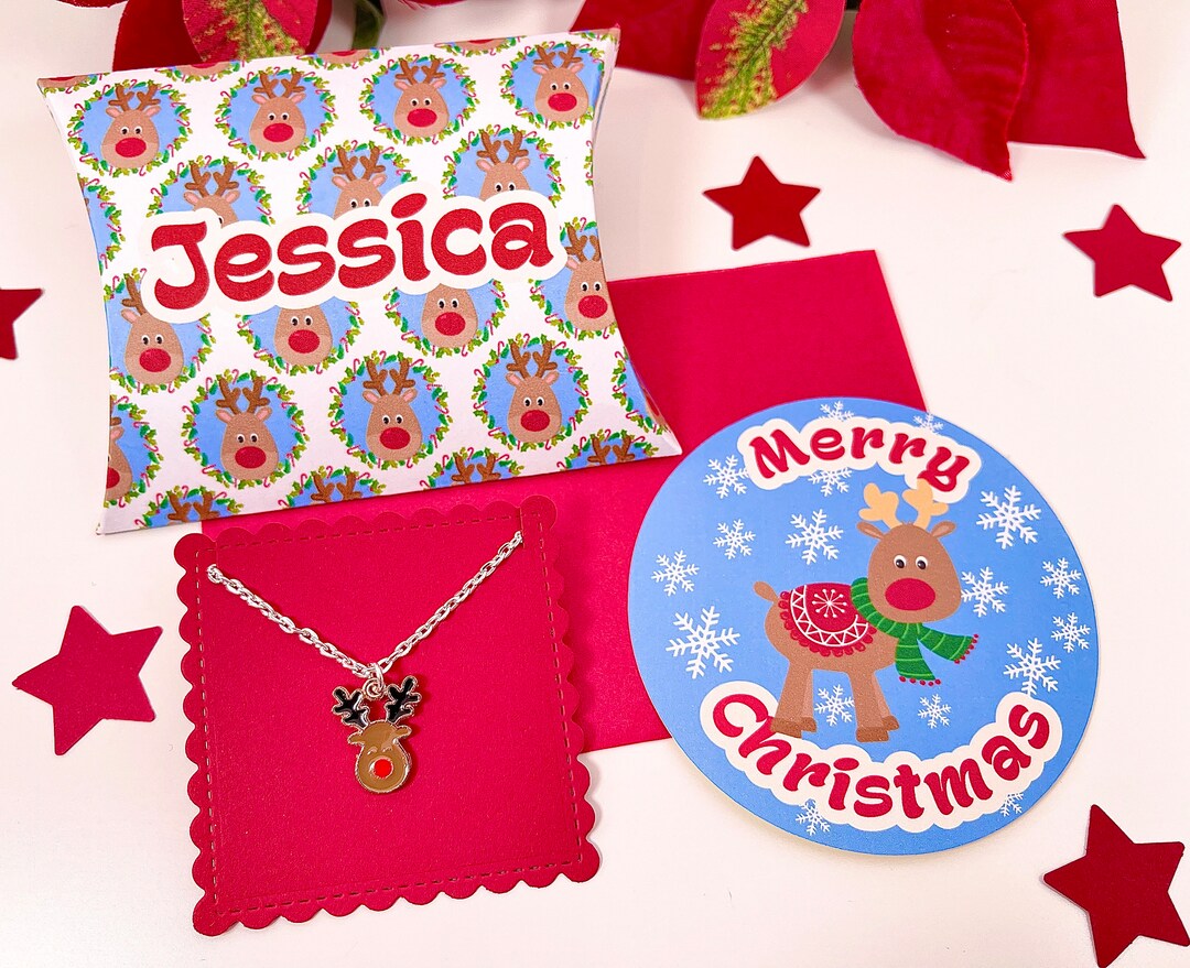 Rudolph Reindeer Necklace, Personalised Gift Box, Christmas Reindeer ...