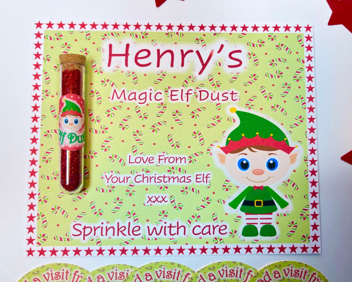 Elf Dust Personalised Elf Card Elf Stickers Elf Gift Shelf - Etsy UK