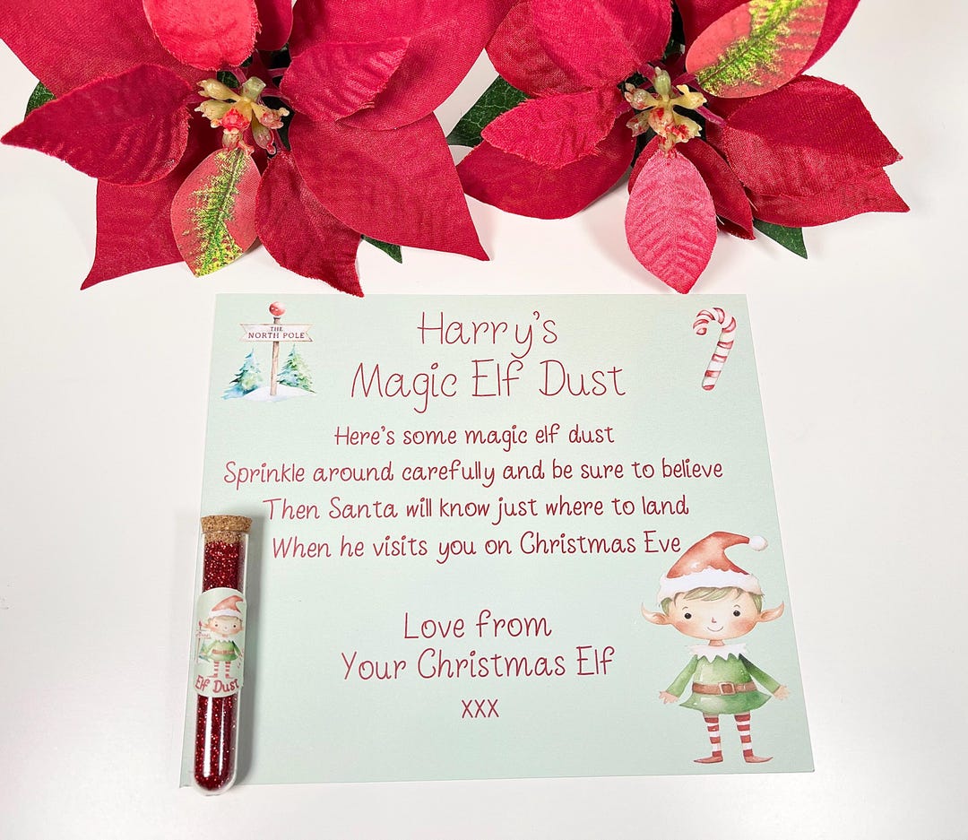Elf Dust, Personalised Elf Card, Elf Stickers, Elf Gift, Shelf Elf Prop ...