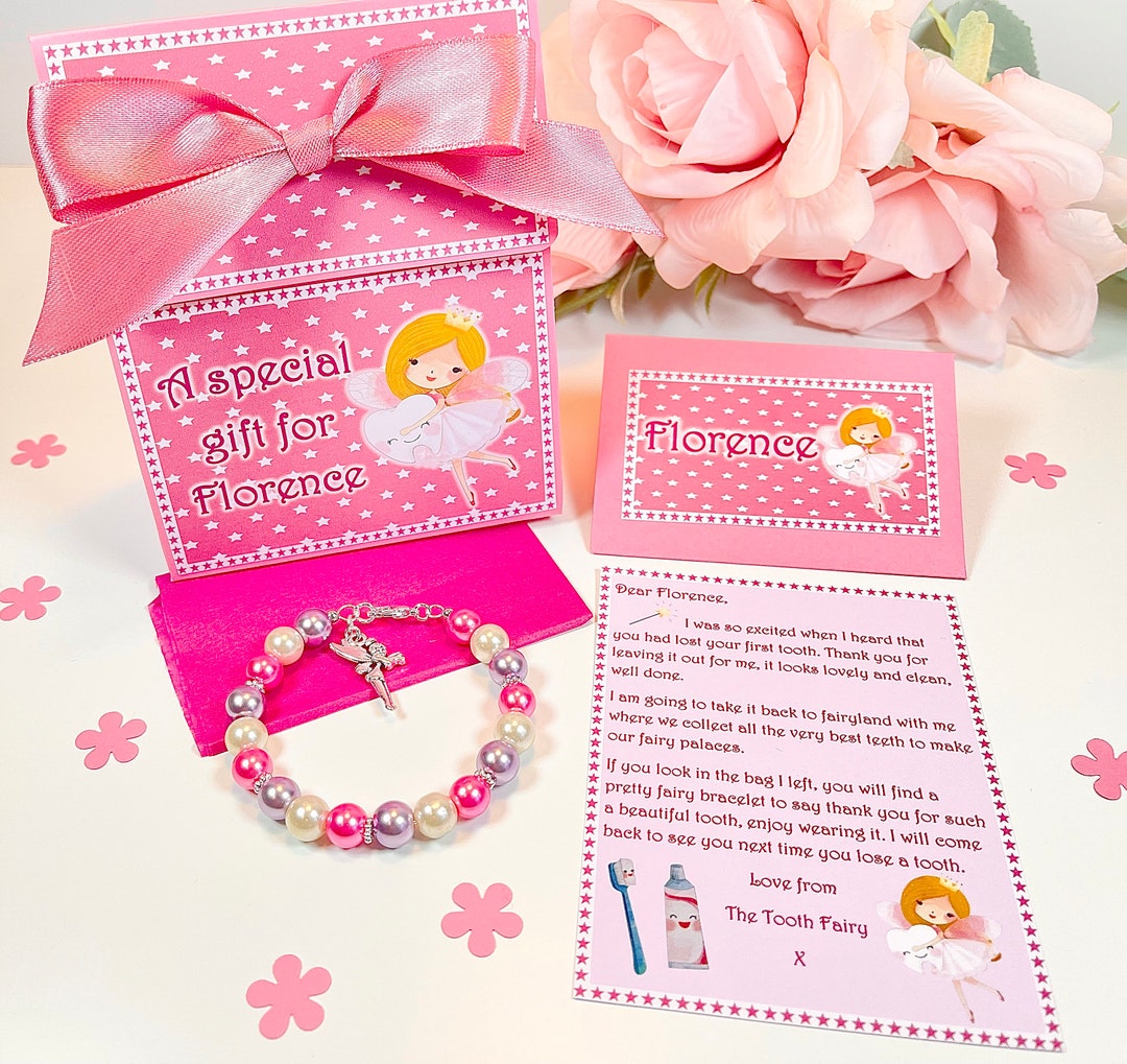 Personalised Tooth Fairy Letter With Fairy Bracelet and Gift Bag, Tooth ...
